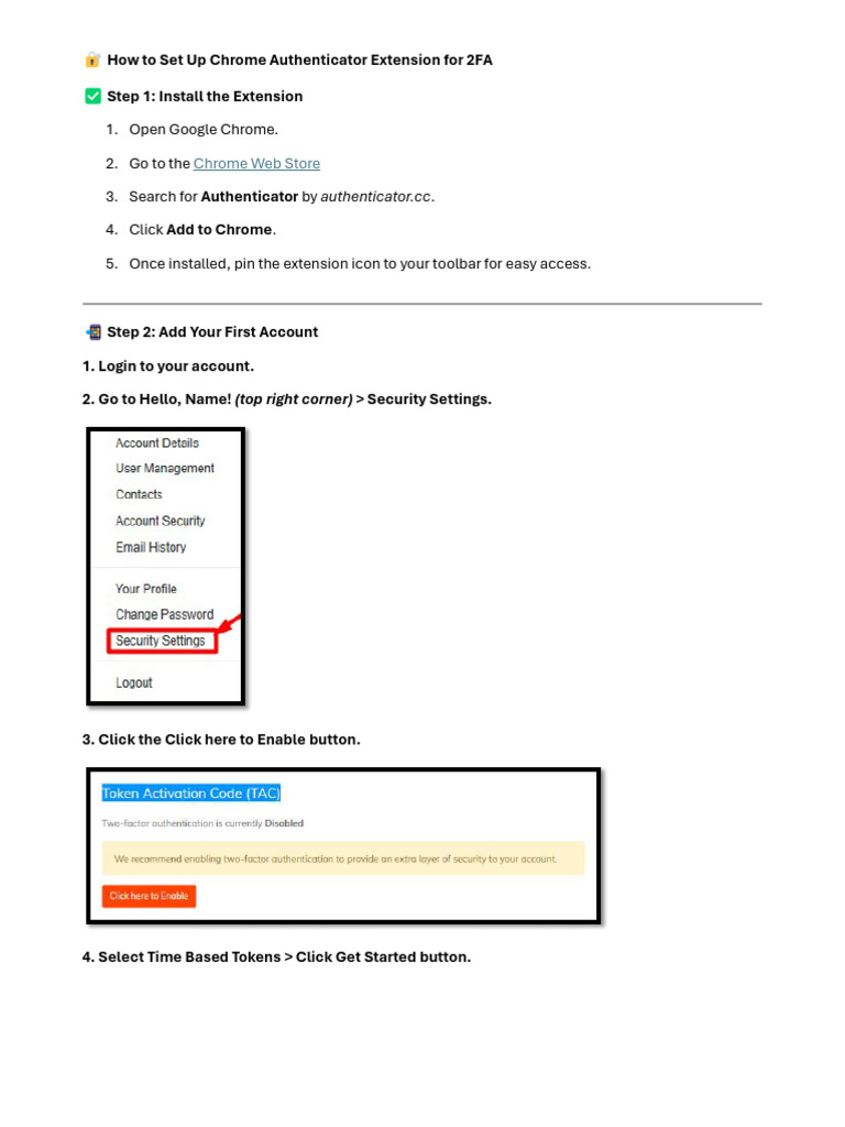 Guides To Set Up Chrome Authenticator Extension For 2FA | PDF