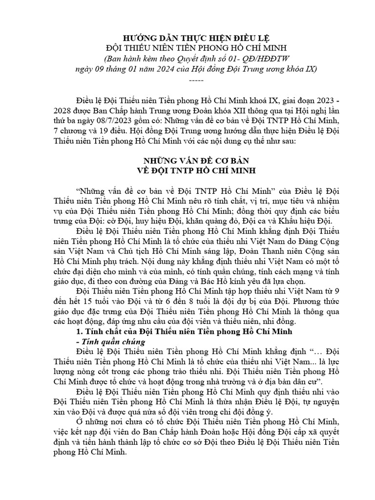 Huong Dan Thuc Hien Dieu Le Doi TNTP Ho Chi Minh | PDF