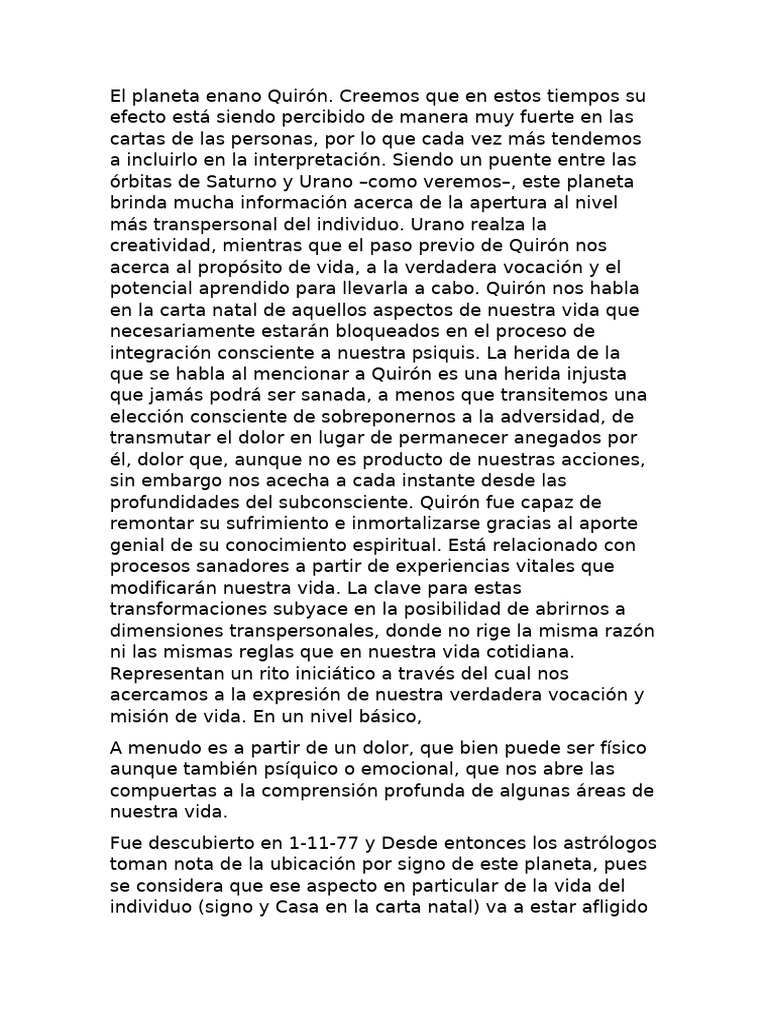 El planeta enano Quirón | PDF | Horóscopo | Psique (psicología)