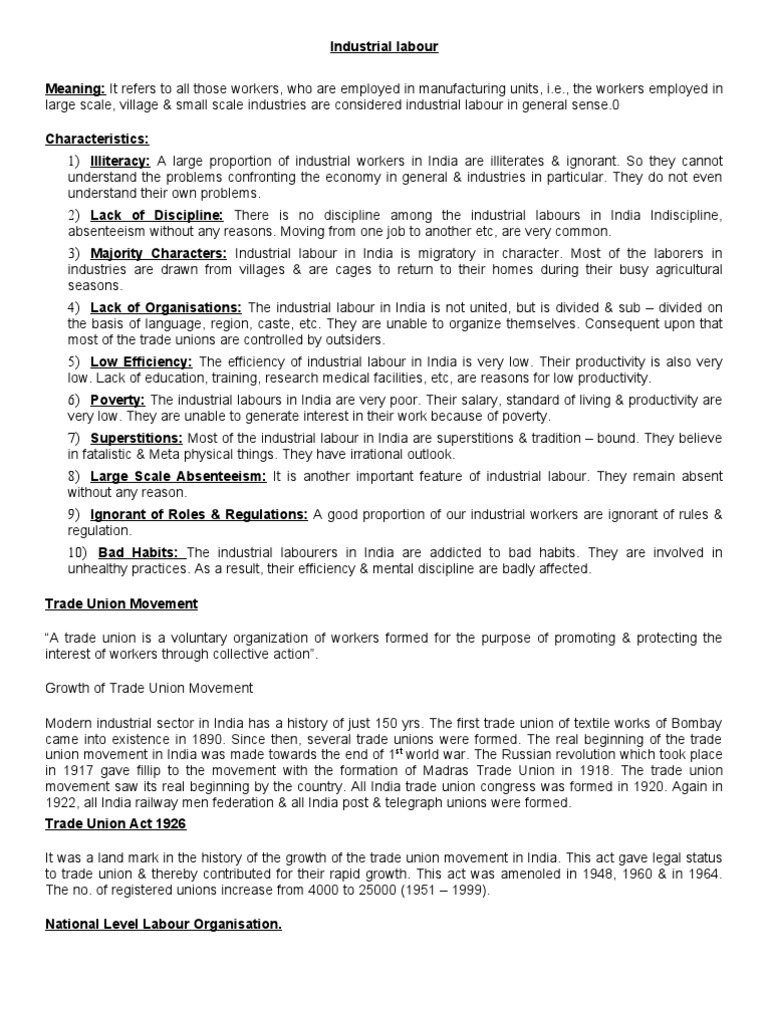 Challenges in Indian Industrial Labour | PDF