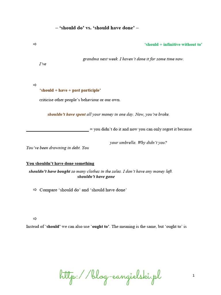 Should Do vs. Shoud Have Done | PDF | Linguistics | Syntax
