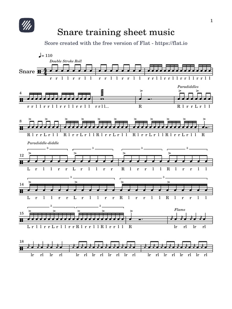 Snare training sheet music | PDF | Drumming | Rhythm And Meter