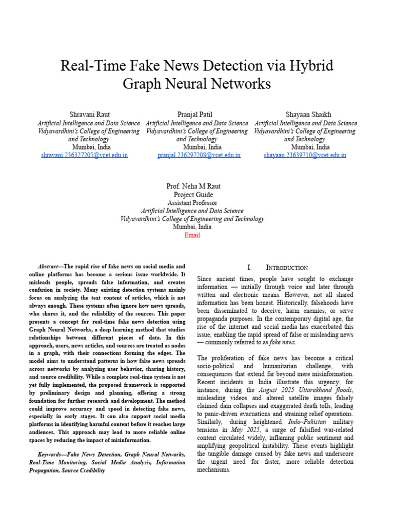 Real-Time Fake News Detection via Hybrid Graph Neural Networks | PDF