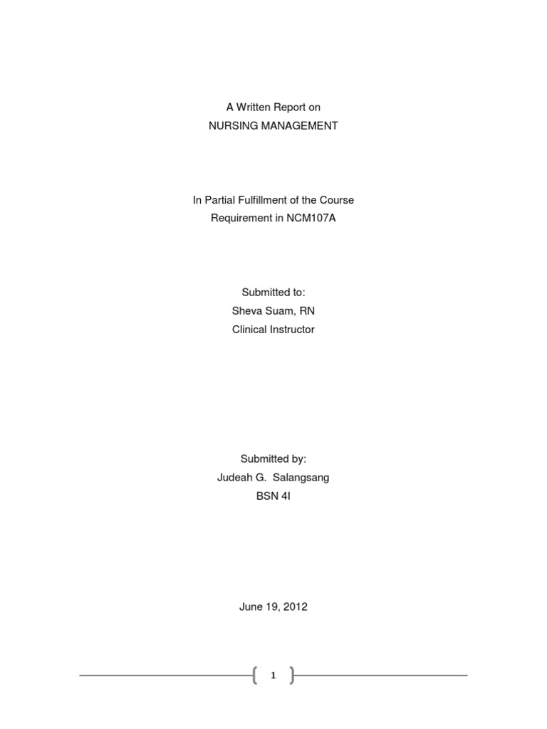 Nurisng Management Report | PDF | Nursing | Nursing Home Care