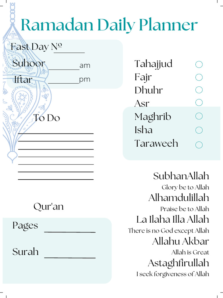 Ramadan Daily Planner | PDF