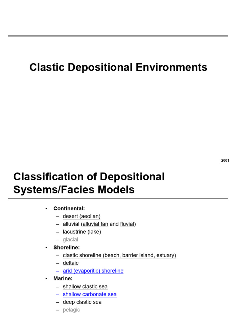 Clastic Depositional Environments Overview | PDF | Dune | Desert