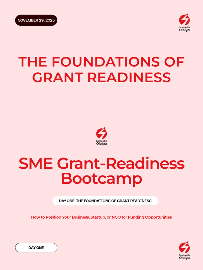 Day 1 - The Foundations of Grant Readiness (2) | PDF | Startup Company ...