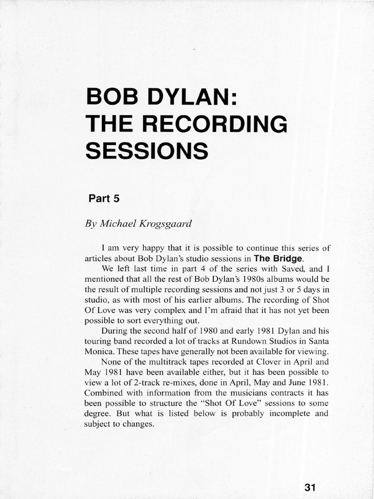 Krogsgaard - The Recording Sessions, Part 5 (1981-82) | PDF | Music ...