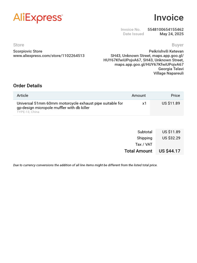 Invoice May 24 2025 5548100654155462 | PDF