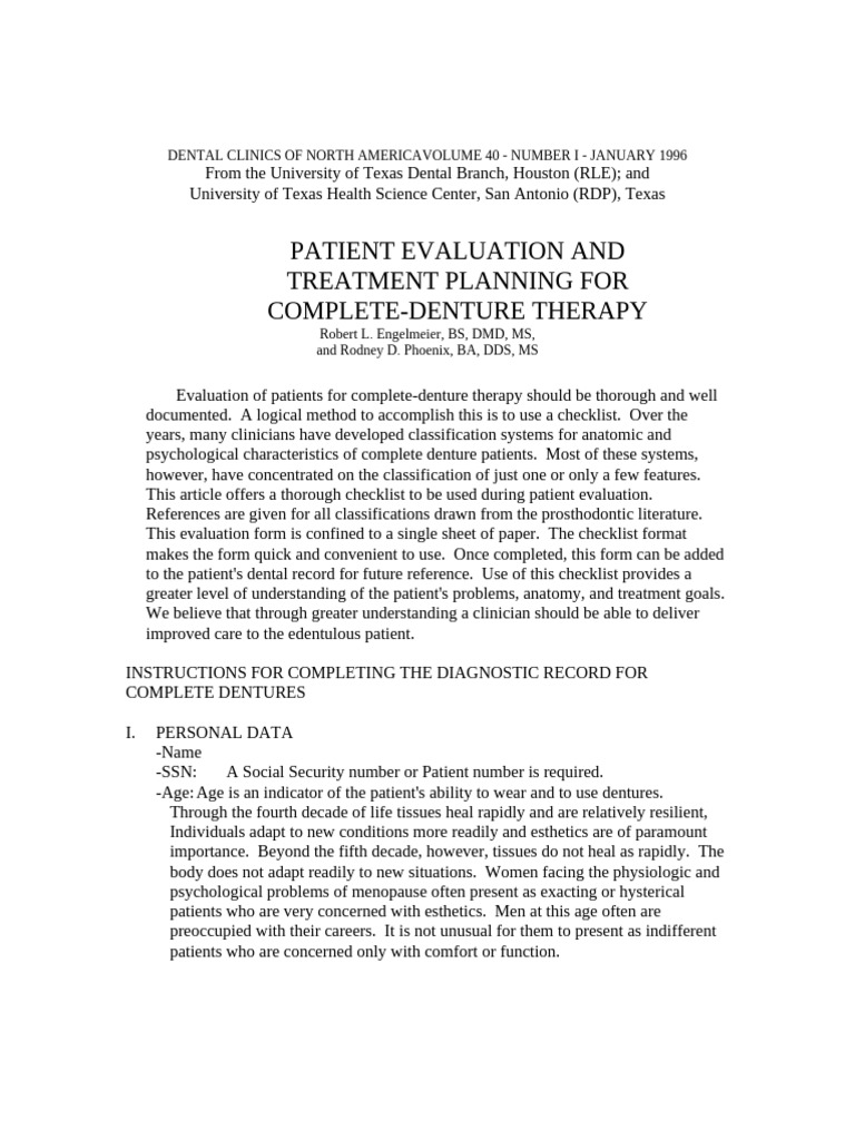 Dcna Case History 1996 | PDF | Dentures | Mouth
