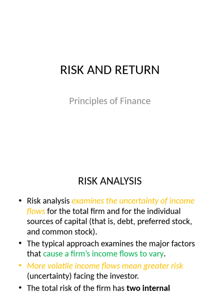 Risk and Return | PDF | Leverage (Finance) | Capital Asset Pricing Model