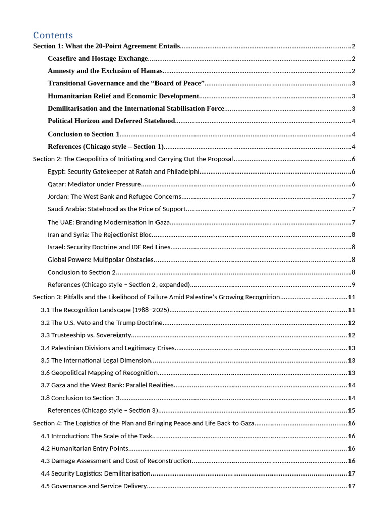 20-Point Agreement for Gaza Peace Plan | PDF | Hamas | Gaza Strip