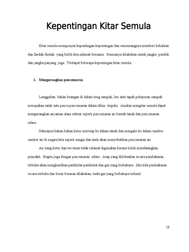 Kepentingan Kitar Semula | PDF