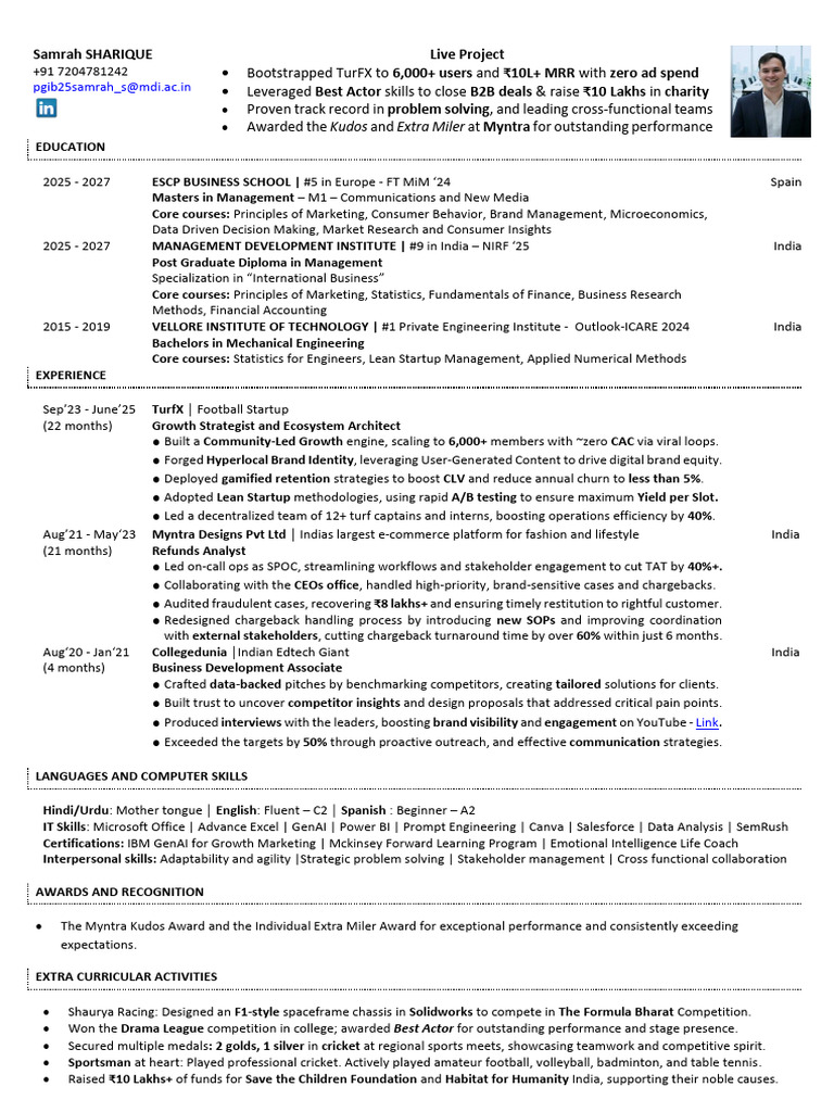 Samrah Sharique CVHI | PDF | Startup Company | Small Business ...