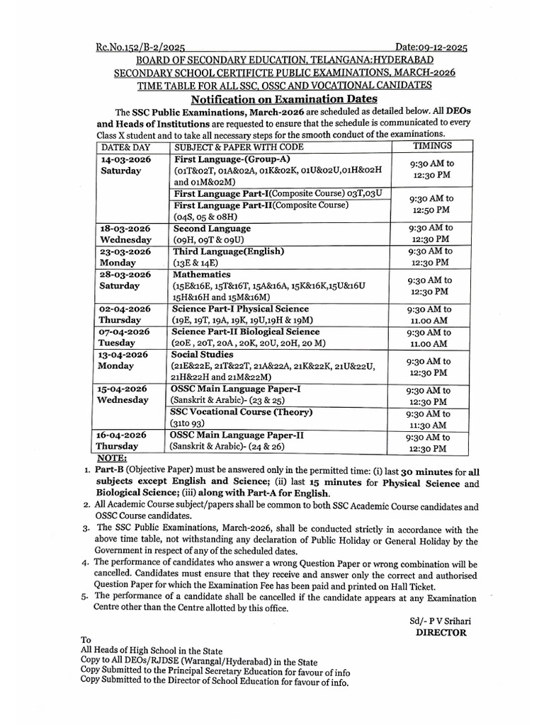SSC 2026 Time Table | PDF