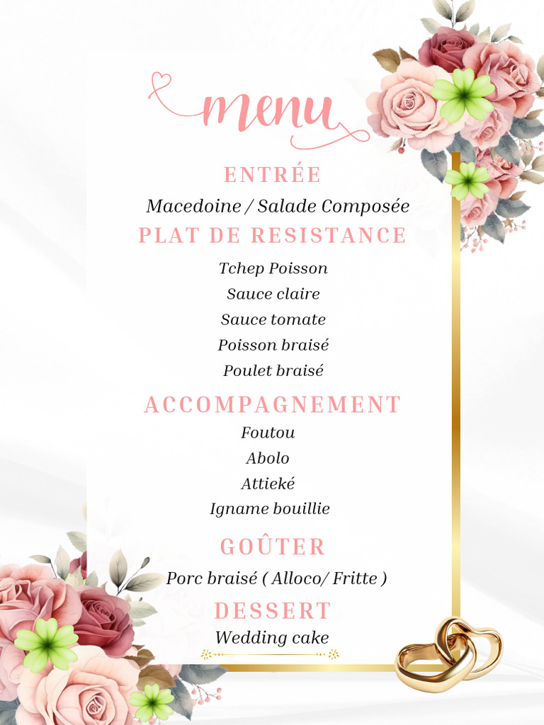 Menu varié : plats et desserts savoureux | PDF