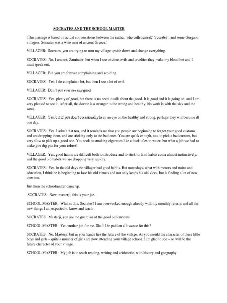 Socrates and The School Master | PDF | Socrates