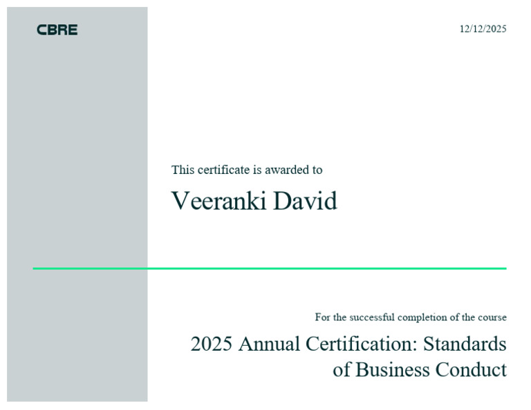 2025 Business Conduct Certification | PDF