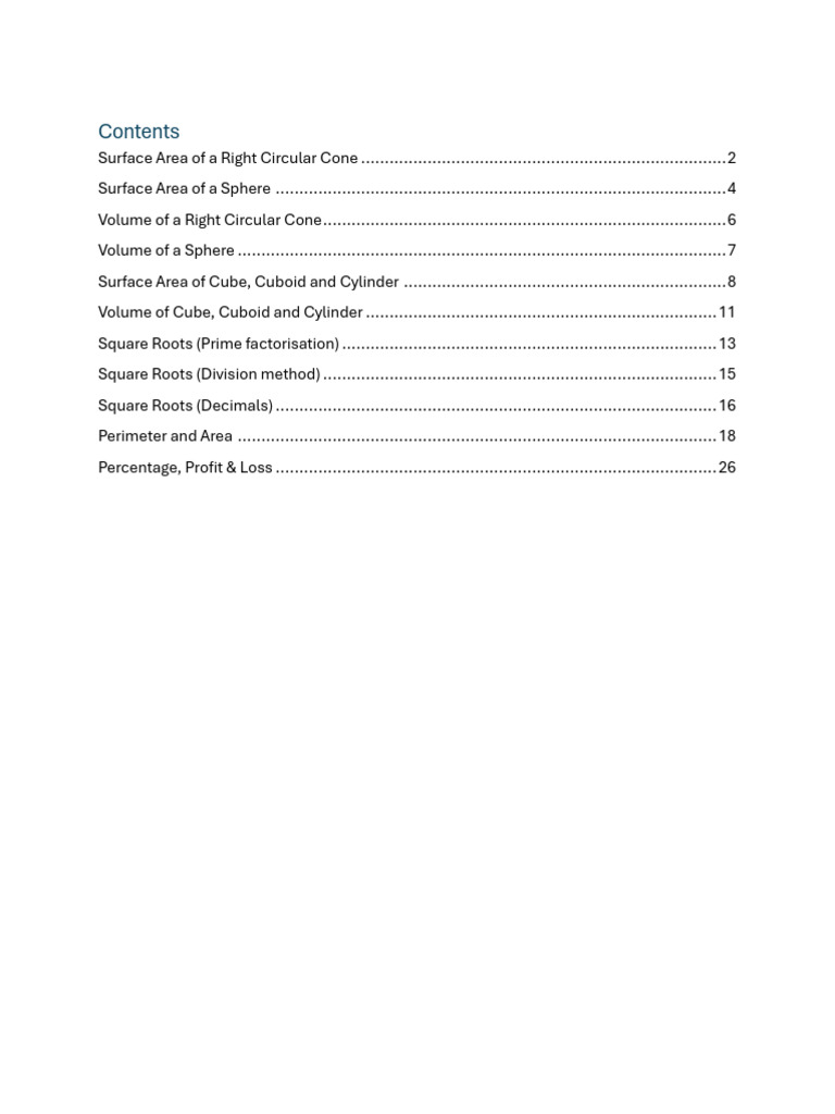 NiM Mathematics Worksheet Master 20241012 | PDF | Sphere | Area
