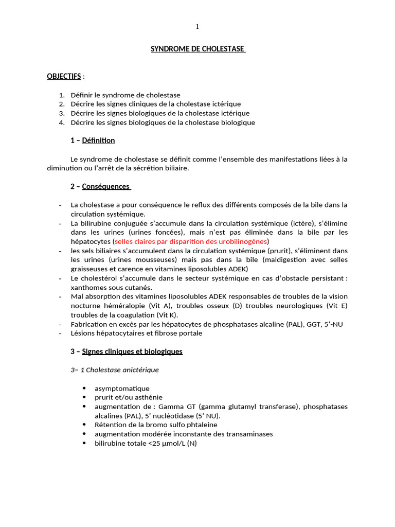 Comprendre le syndrome de cholestase | PDF | Vésicule biliaire ...
