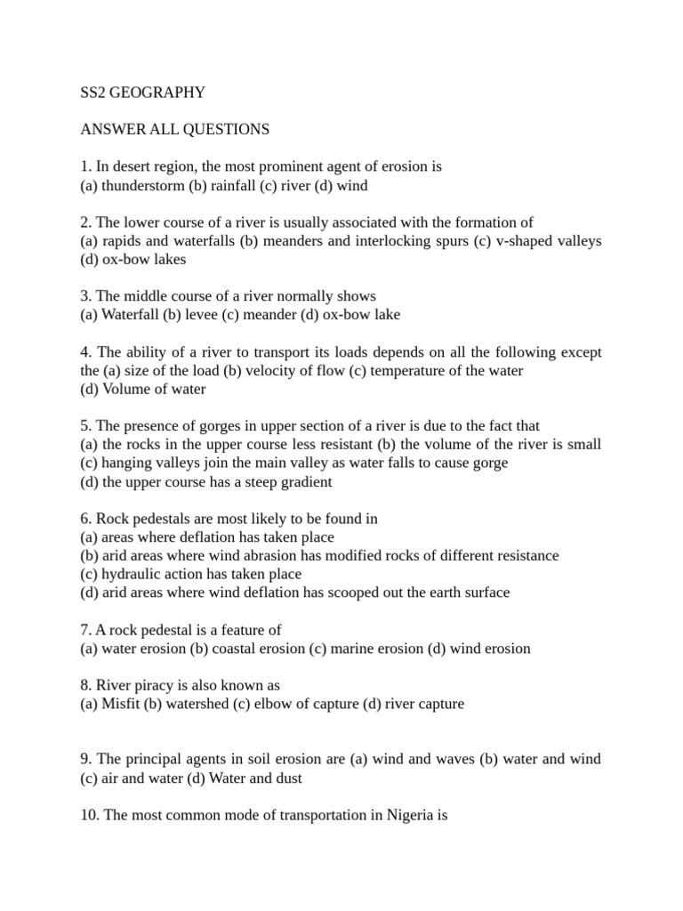 SS2 GEOGRAPHYUPDATED | PDF | Erosion | Wound