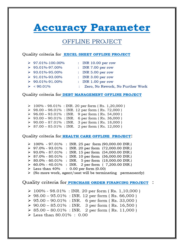 Accuracy Parameter for Online and Offline Process | PDF