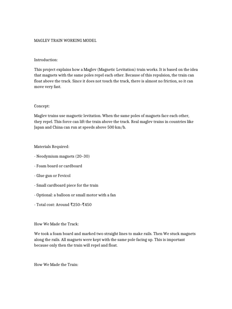 Maglev Train Project | PDF
