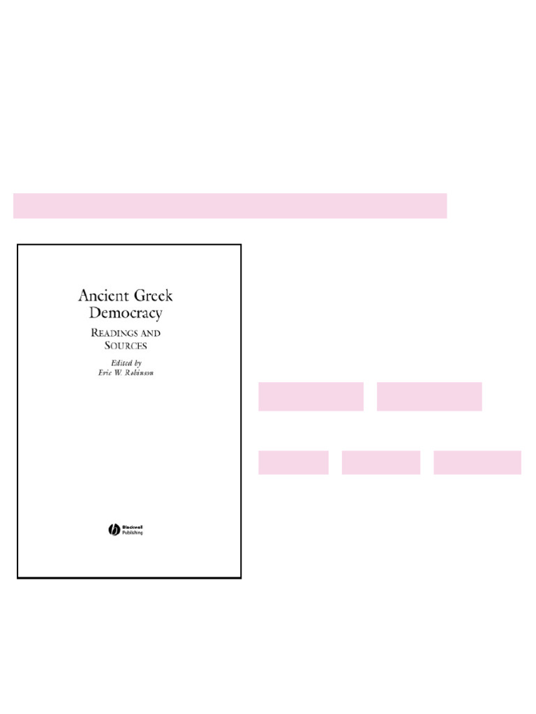 Ancient Greek Democracy Readings and Sources 1., Auflage Edition ...