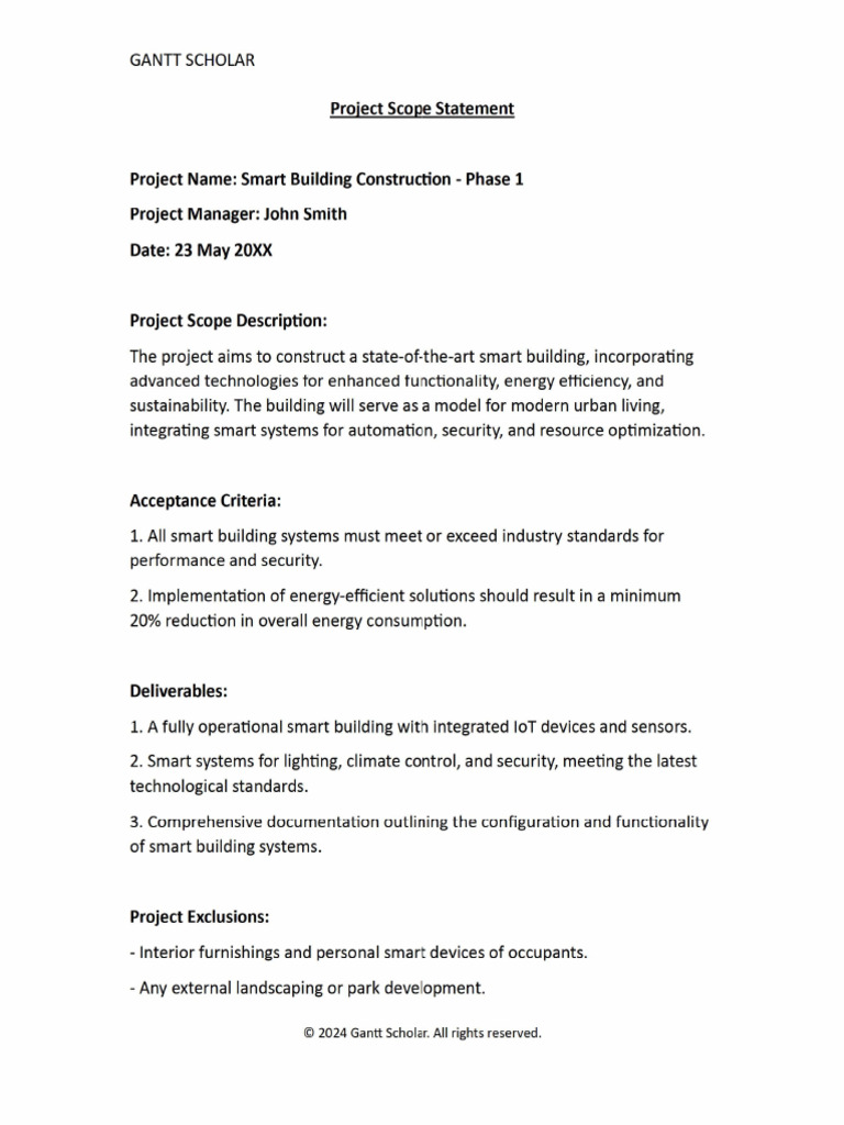 Project Scope Statement | PDF