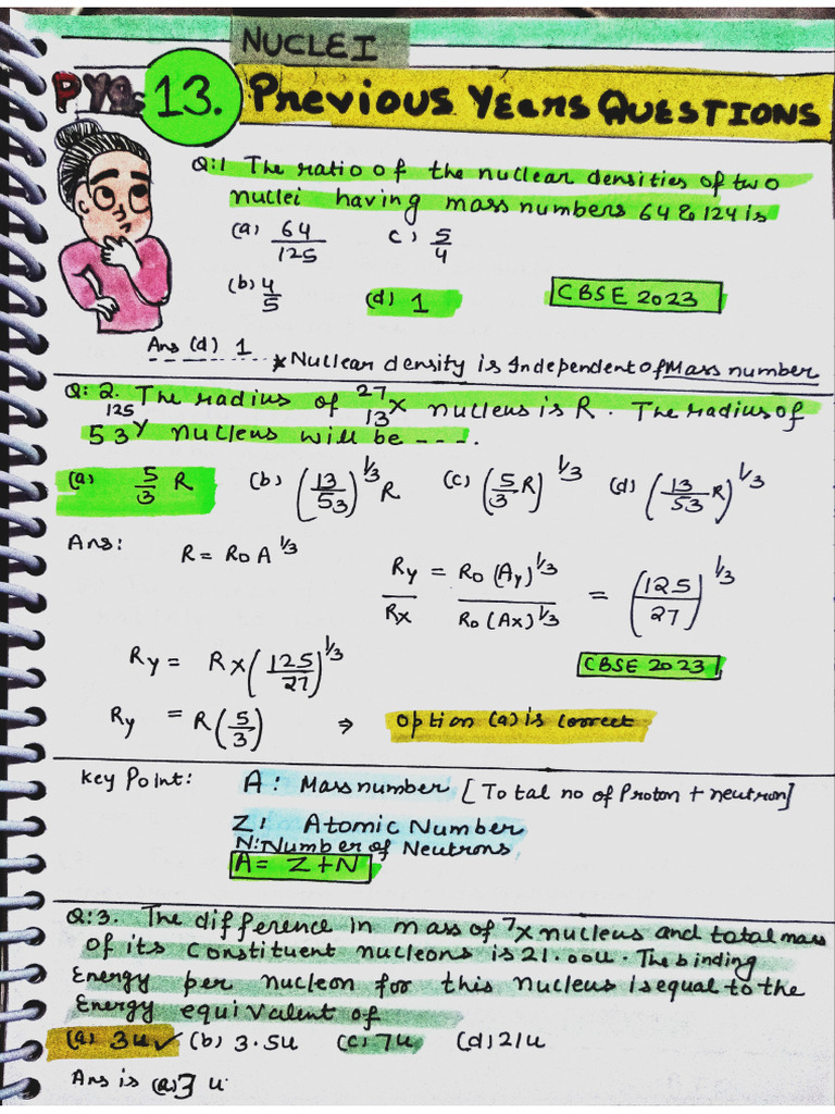 Nuclei PYQs Class 12 Physics | PDF