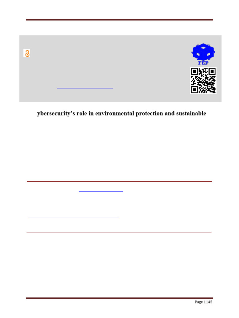 Cybersecuritys Role in Environmental Protection A | PDF ...