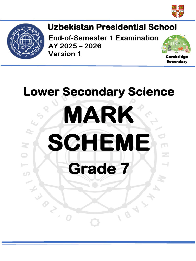 Grade 7 Science Exam Mark Scheme | PDF | Ion | Chemical Bond