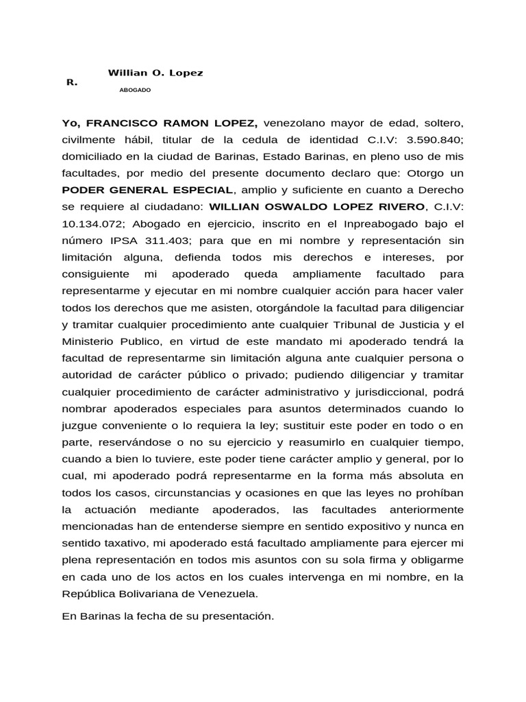 Poder General Especial en Venezuela | PDF