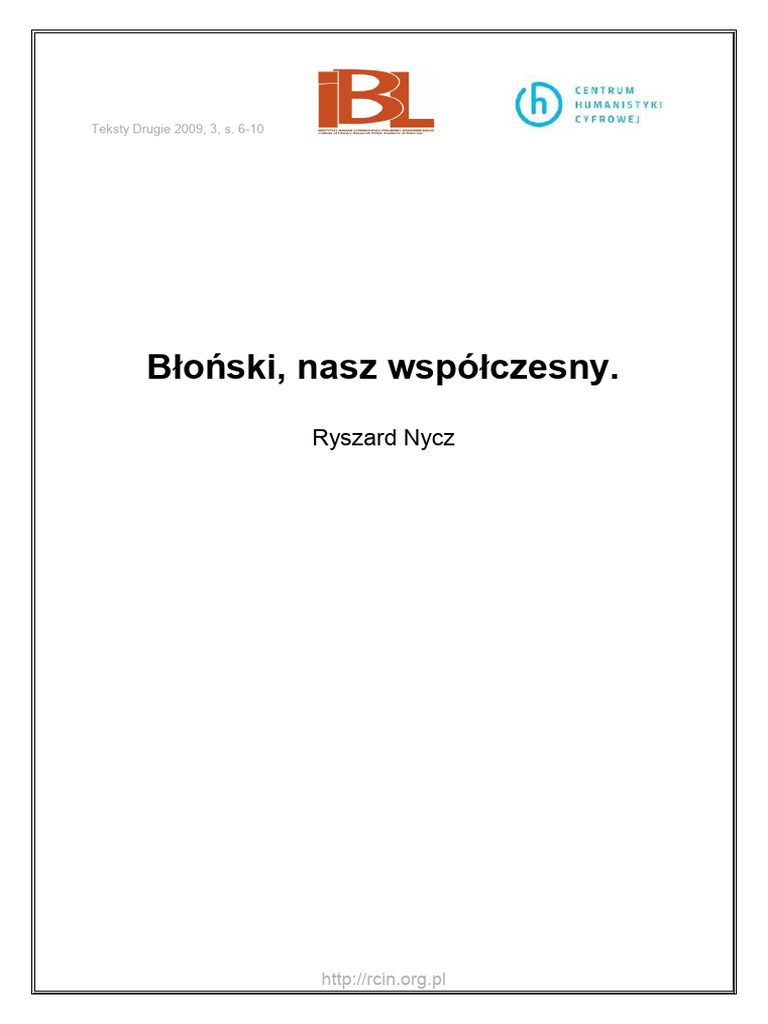 Blonski Nasz Wspolczesny Wstep | PDF