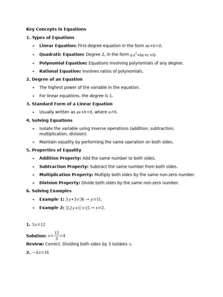 Understanding Types and Solving Equations | PDF