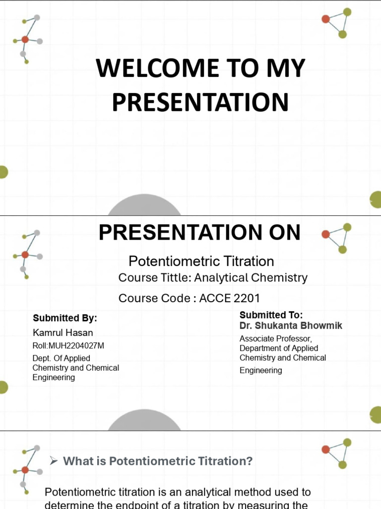 Potentiometric Titration Overview | PDF | Titration | Chemistry