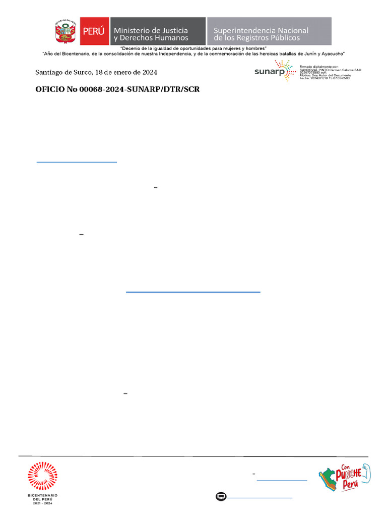 Oficio No 00068-2024-Sunarp Dtr Scr | PDF