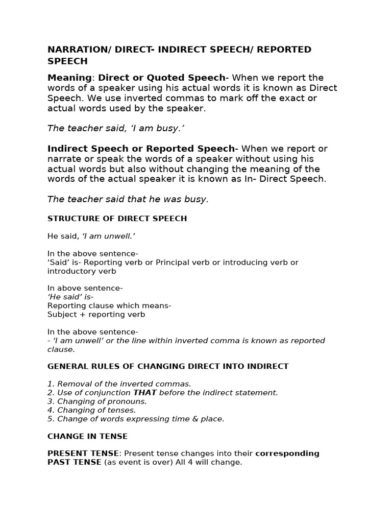 Narration | PDF | Grammar | Syntax