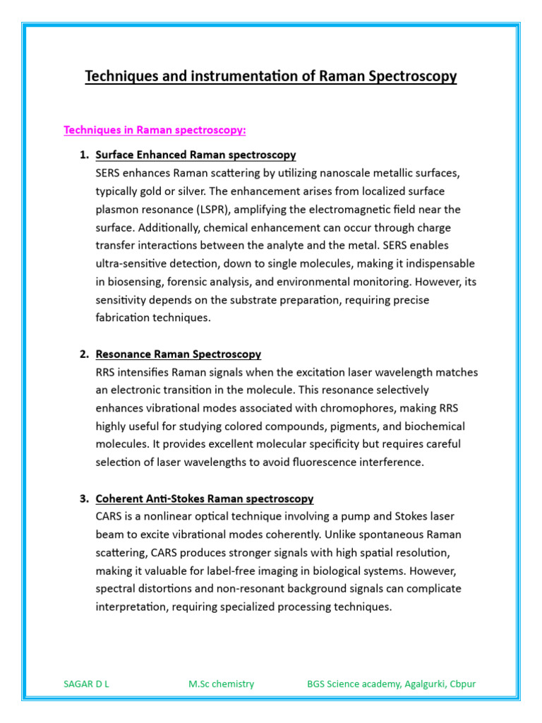 Techniques and Instrumentation of Raman Spectros | PDF | Raman ...