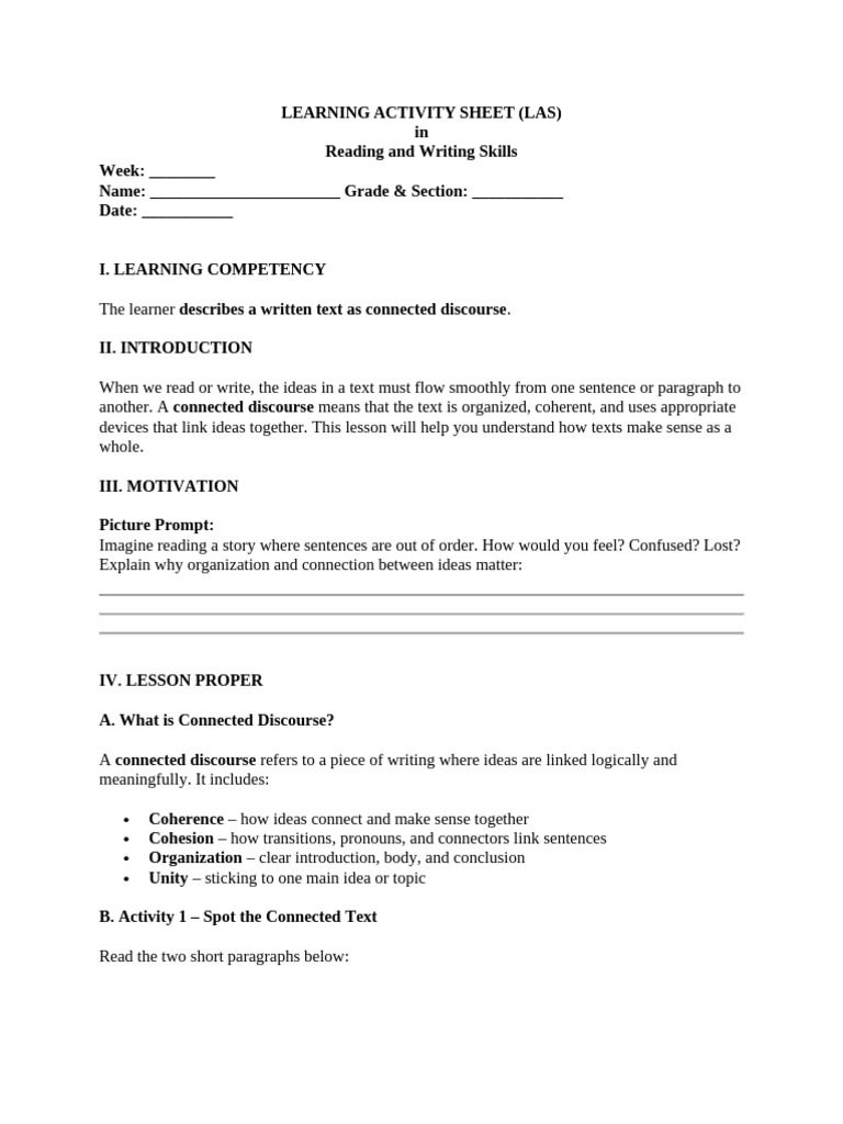 Learning Activity Sheet Rws | PDF