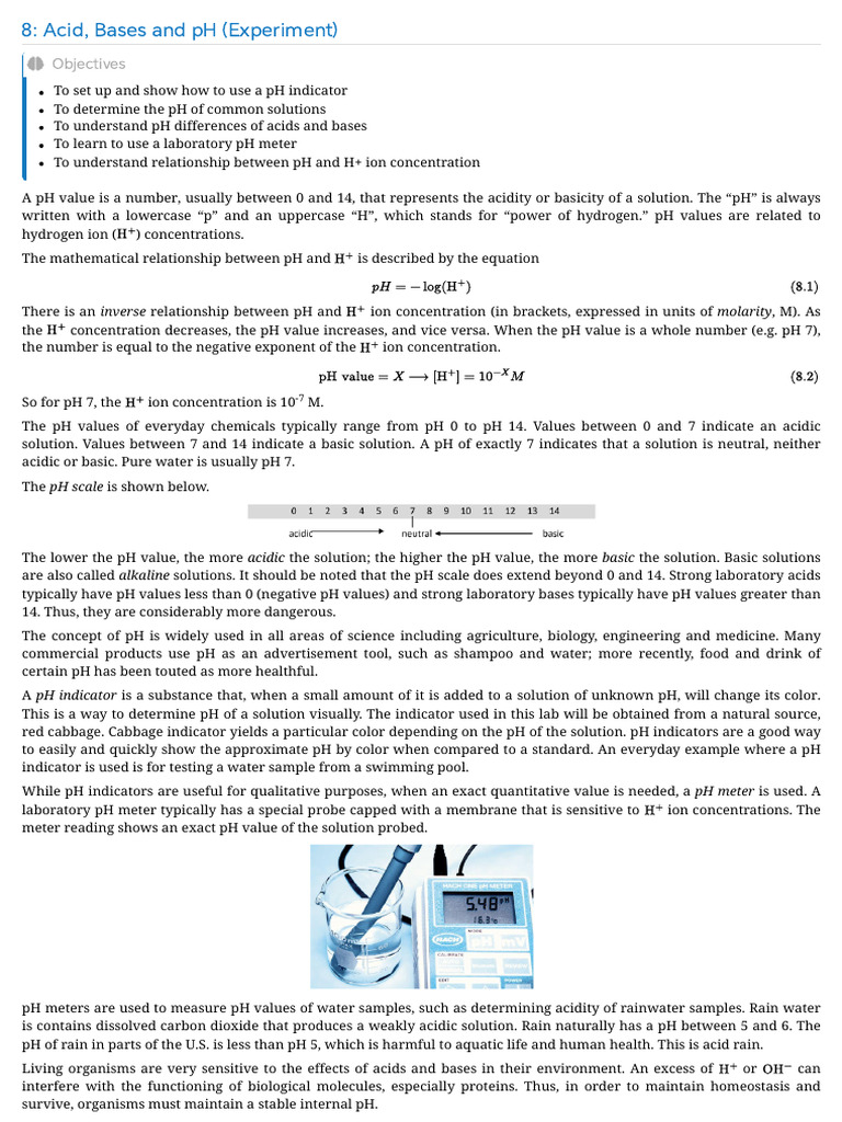 pH Measurement and Analysis Lab Guide | PDF | Ph | Acid