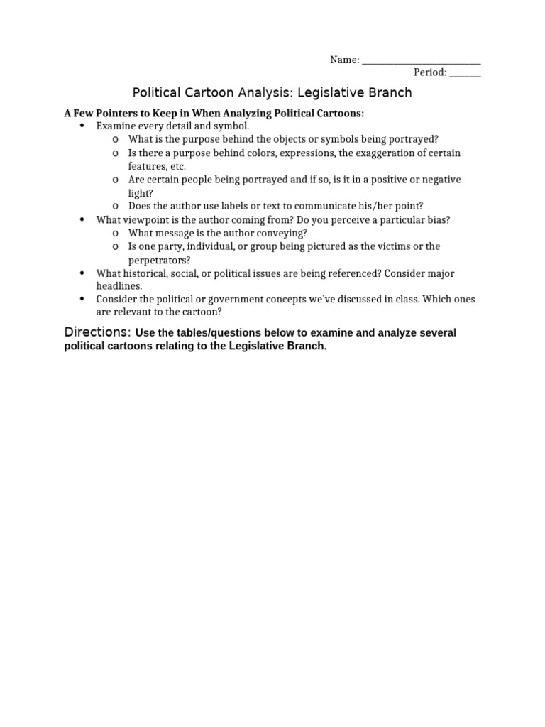 Analyzing Political Cartoons: Congress | PDF | Cartoon