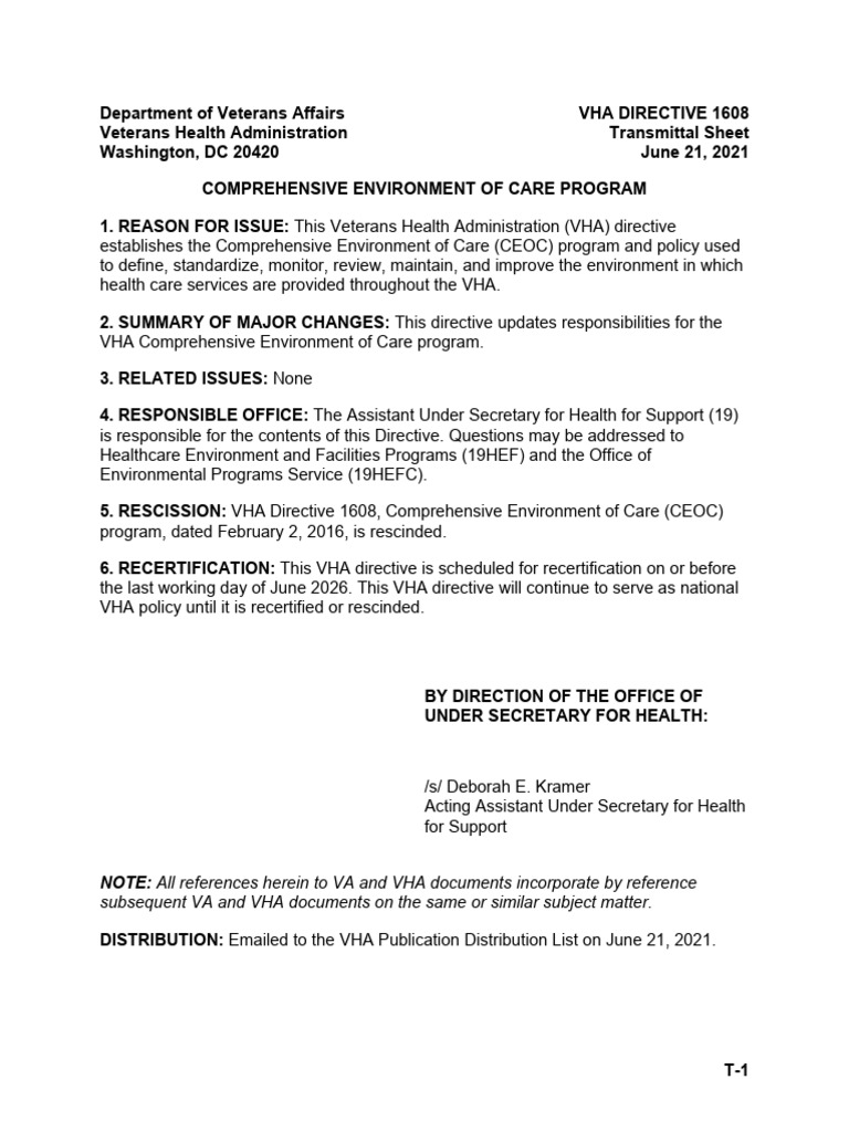 VHA Comprehensive Environment of Care Policy | PDF | Veterans Health ...