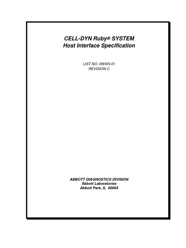 09H05-01C (Cell Dyn Ruby) | PDF | Interface (Computing) | Specification (Technical Standard)