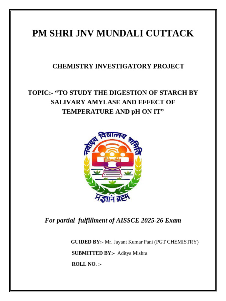 Starch Digestion Study with Amylase | PDF