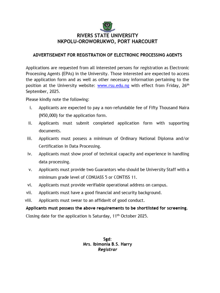 Advert for Epas Registration | PDF