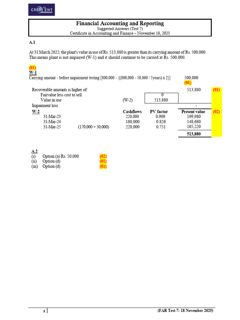 Financial Accounting Test 7 Answers | PDF
