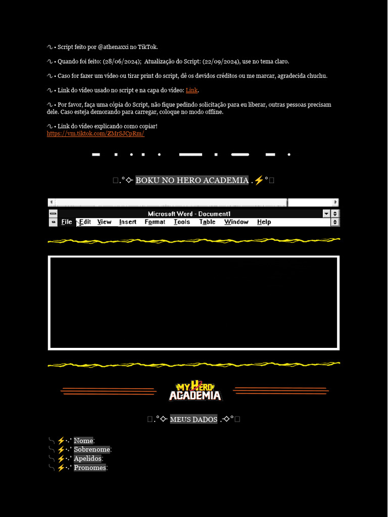 Cópia de °ᔗ⚡┊͙ Script Base - DR Boku No Hero Academia‧₊˚ | PDF ...