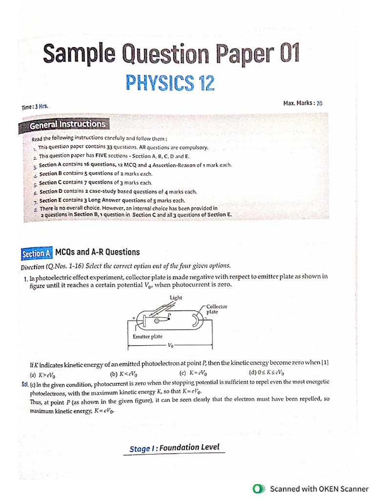 Sample Question Paper 1 For Cbse | PDF
