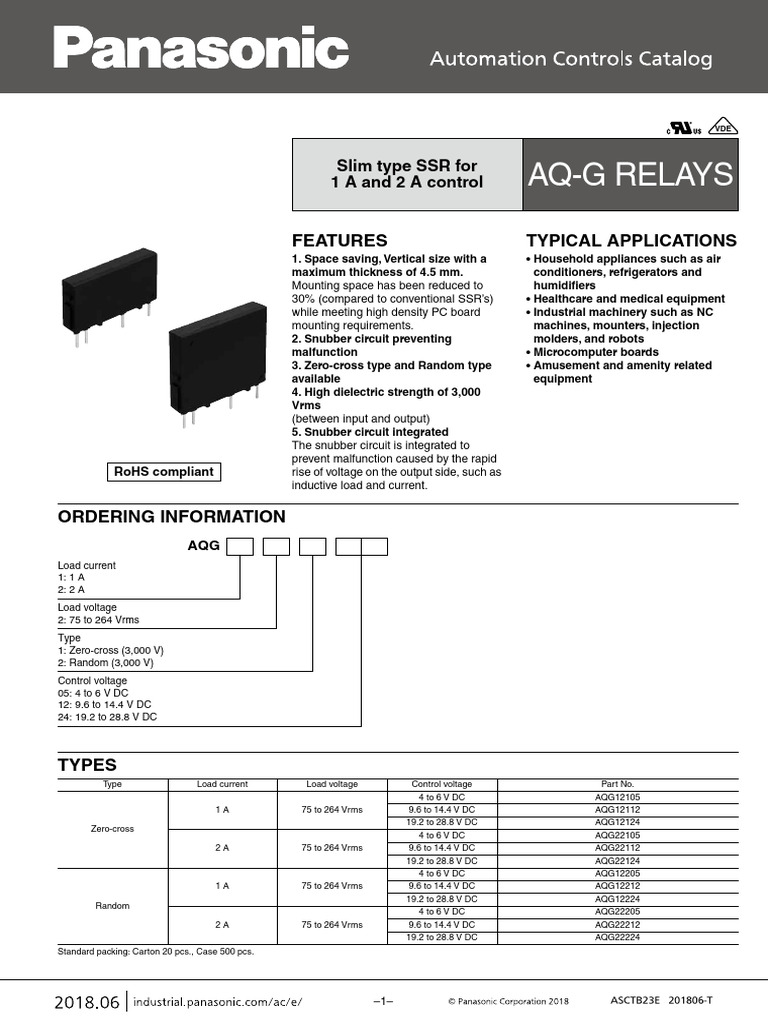 Panasonic AQ-G relays semi_eng_aqg | PDF | Electromagnetism ...